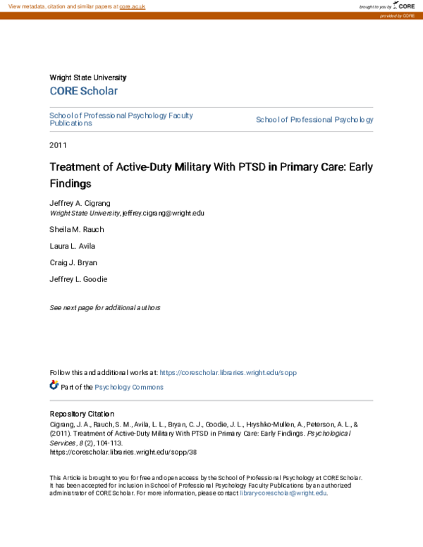 (PDF) Treatment of active-duty military with PTSD in primary care ...