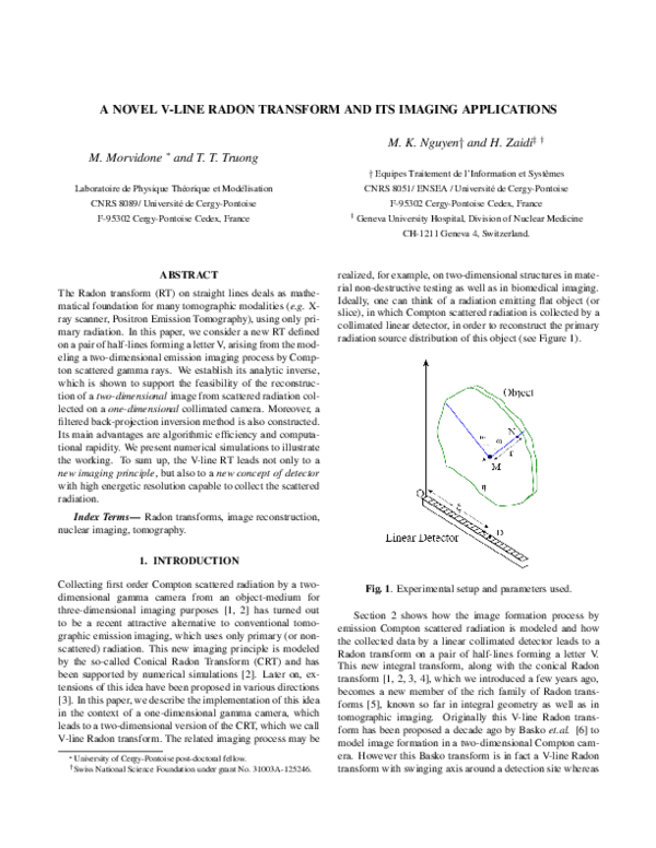 (PDF) A novel V-line Radon transform and its imaging applications