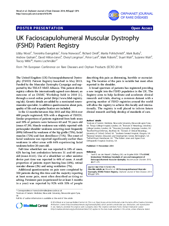 (PDF) UK Facioscapulohumeral Muscular Dystrophy (FSHD) Patient Registry