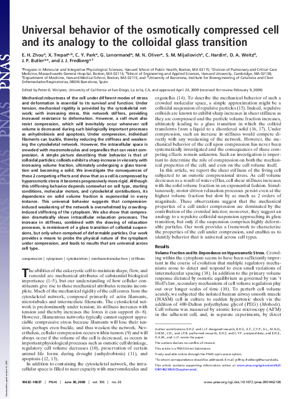 (PDF) Universal behavior of the osmotically compressed cell and its ...