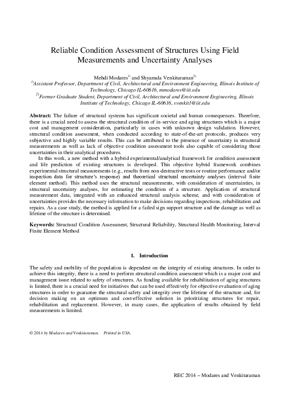 (PDF) Reliable condition assessment of structures using hybrid structural measurements and ...