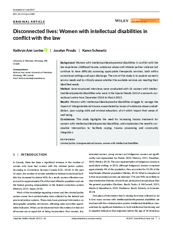 (PDF) Disconnected lives: Women with intellectual disabilities in ...