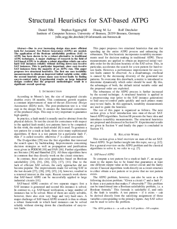 (PDF) Structural heuristics for SAT-based ATPG