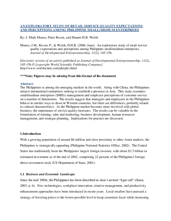(PDF) Retail Service Quality Expectations and Perceptions Among ...