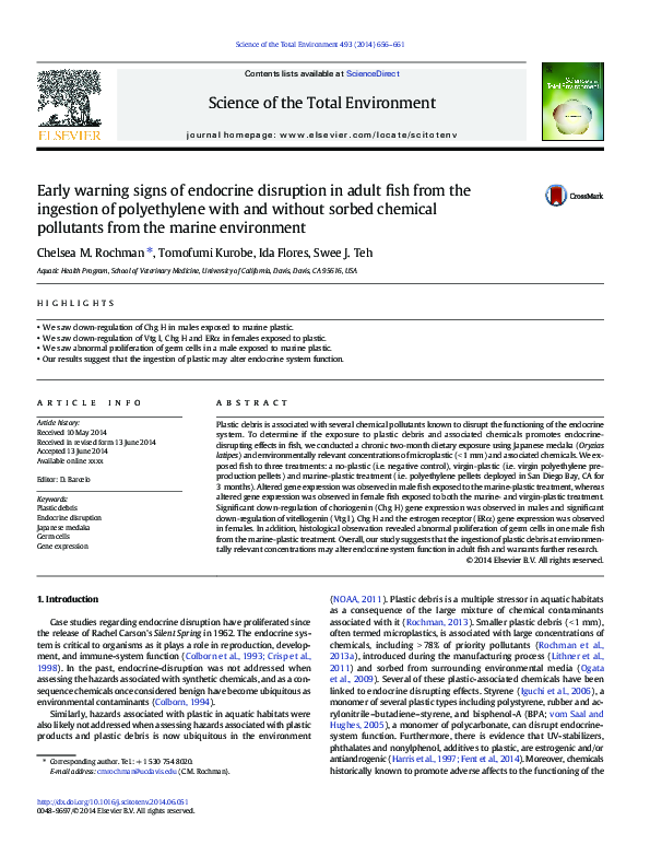(PDF) Early warning signs of endocrine disruption in adult fish from ...