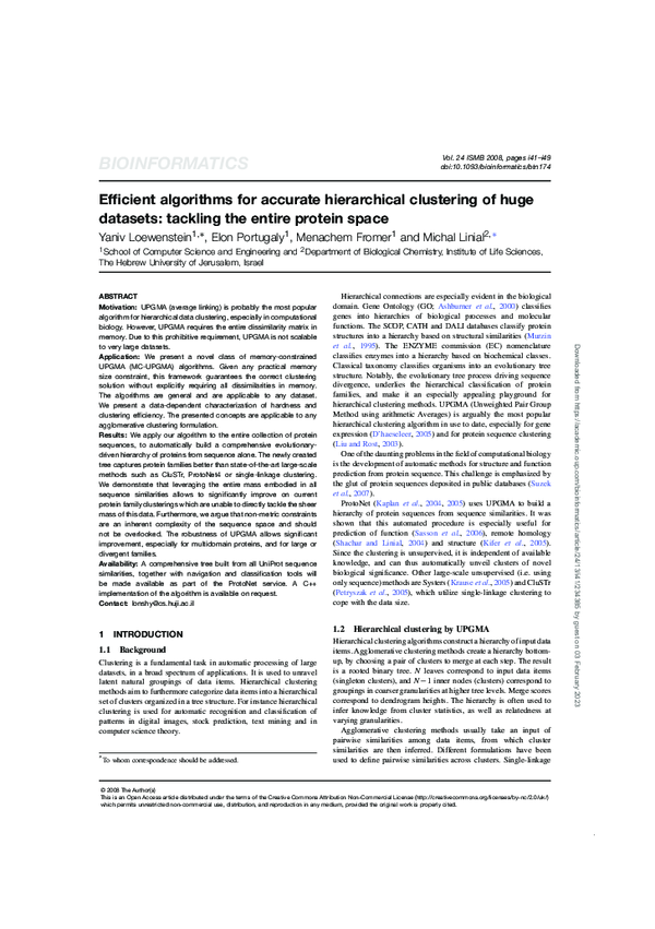 Pdf Efficient Algorithms For Accurate Hierarchical Clustering Of Huge