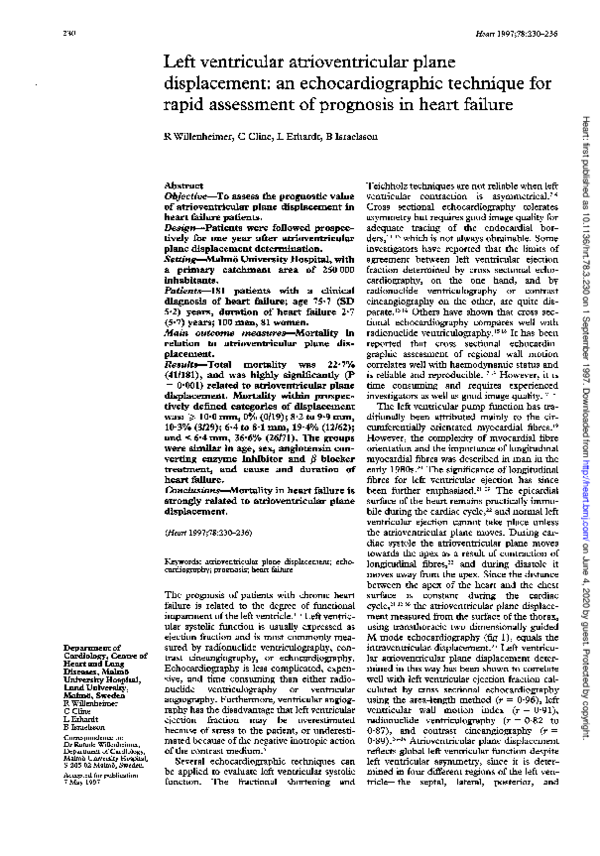 (PDF) Left ventricular atrioventricular plane displacement: an ...