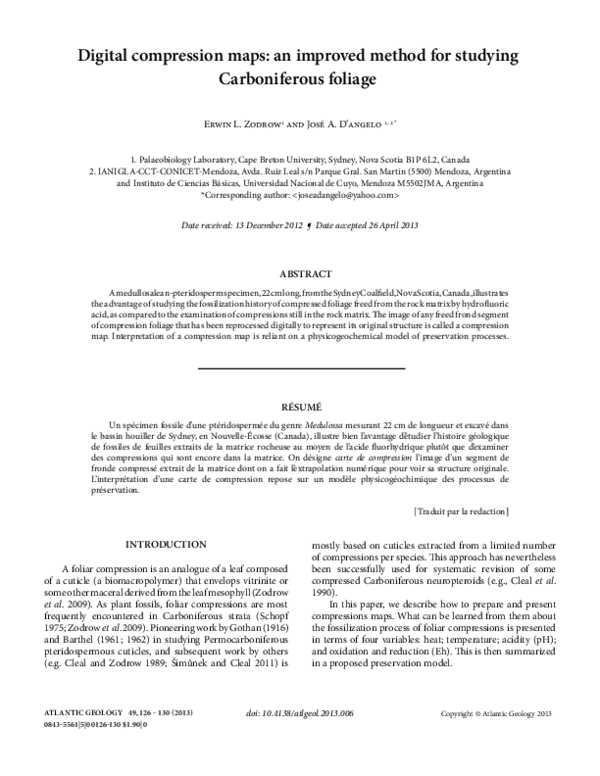 (PDF) Compression map: Improved means for studying Carboniferous foliage