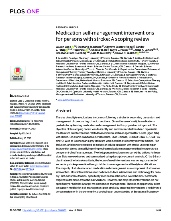 (PDF) Medication self-management interventions for persons with stroke ...