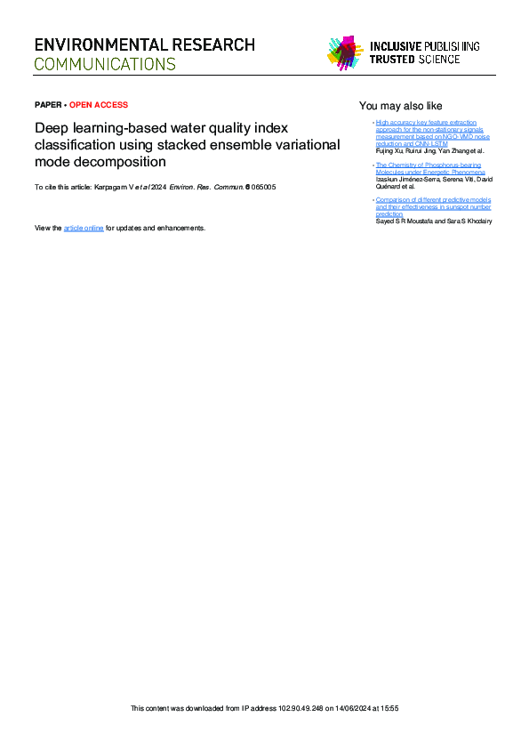 (PDF) Deep Learning-Based Water Quality Index Classification Using ...