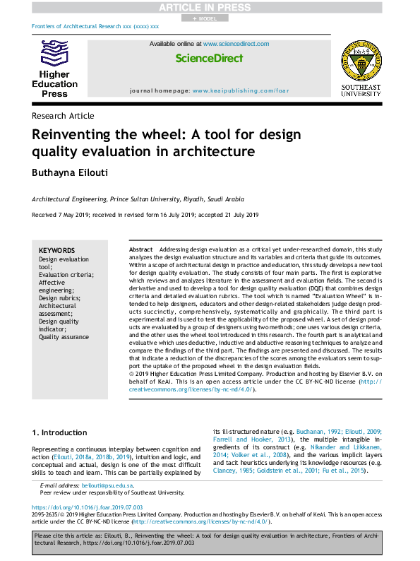 (PDF) Reinventing the wheel: A tool for design quality evaluation in ...
