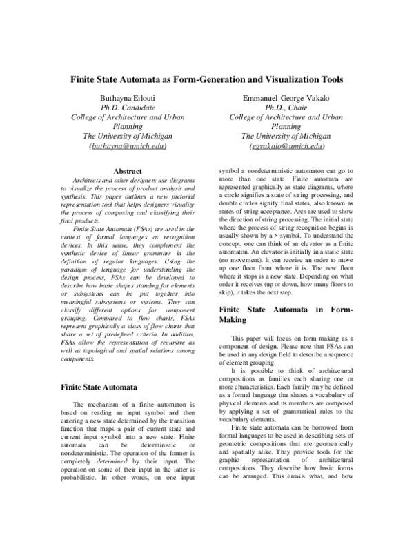 (PDF) Finite state automata as form-generation and visualization tools