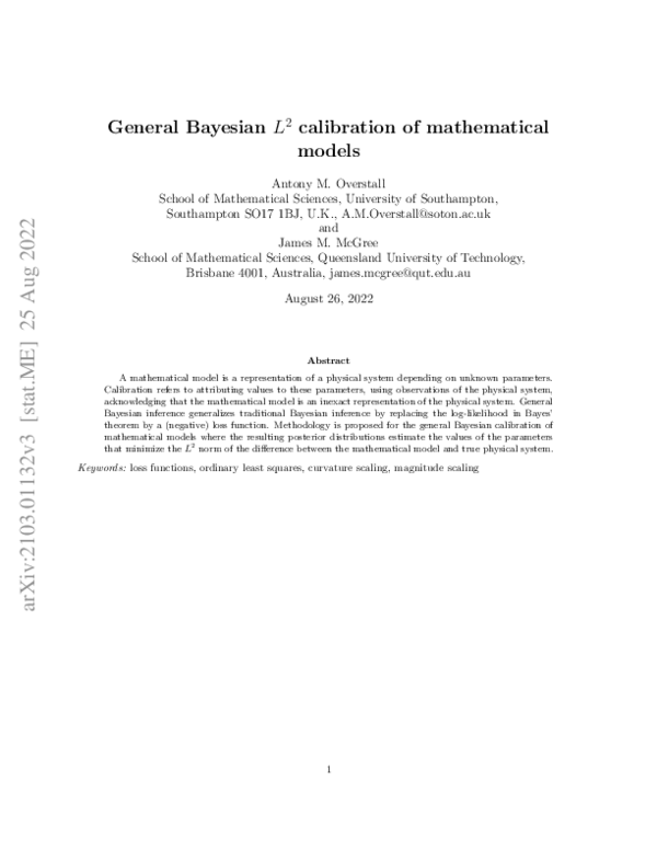 (PDF) General Bayesian L2 calibration of mathematical models