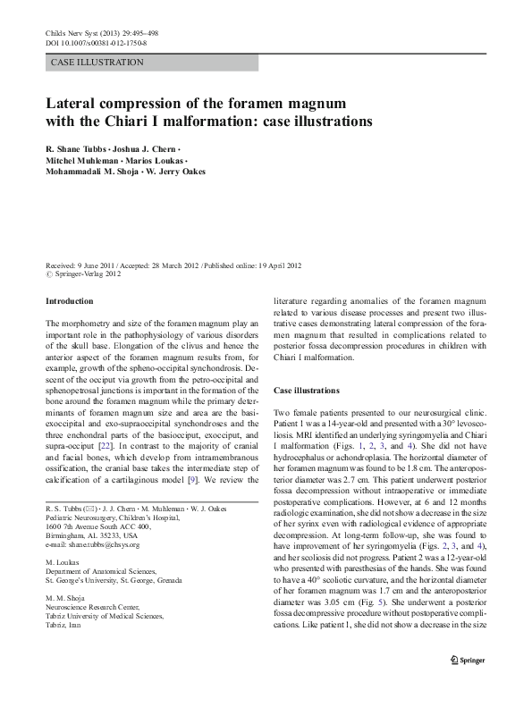(PDF) Lateral compression of the foramen magnum with the Chiari I ...