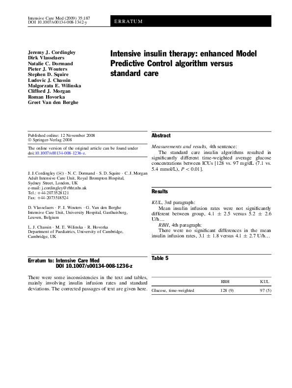 (PDF) Intensive insulin therapy: enhanced Model Predictive Control ...