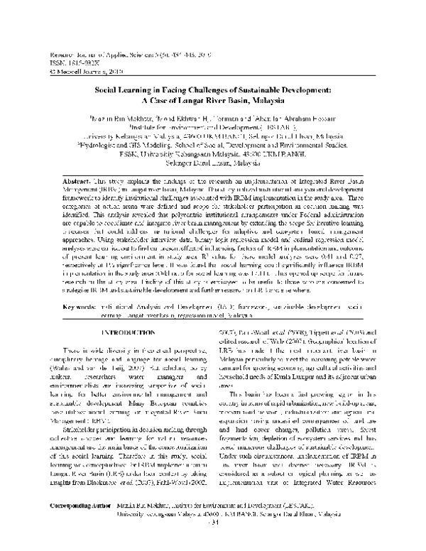 (PDF) Social Learning in Facing Challenges of Sustainable Development ...