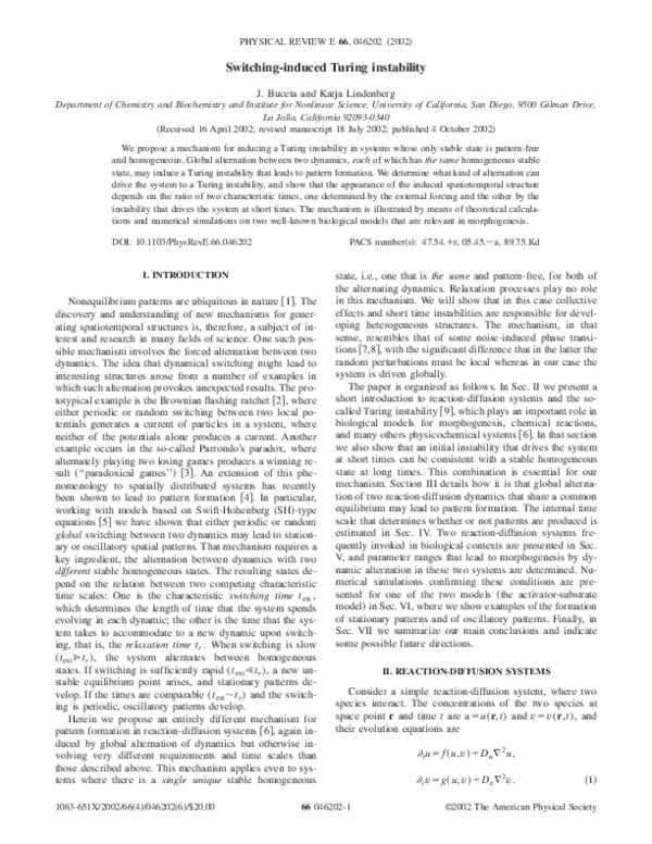 (PDF) Switching-induced Turing instability