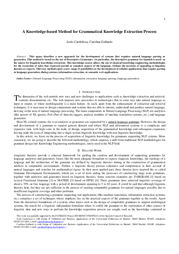 (PDF) A Knowledge-Based Method for Grammatical Knowledge Extraction Process