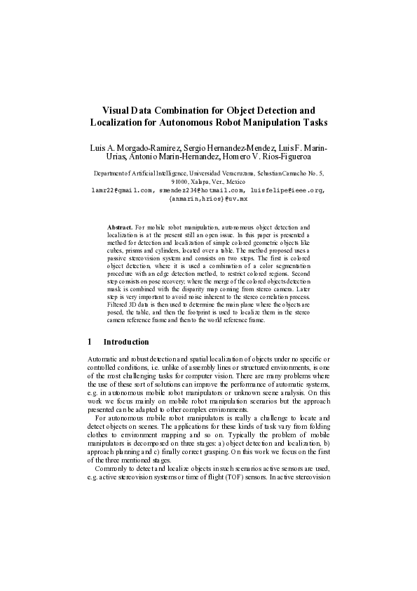 (PDF) Visual Data Combination for Object Detection and Localization for ...