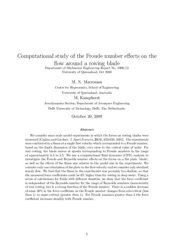 (PDF) Computational study of the Froude number effects on the flow ...