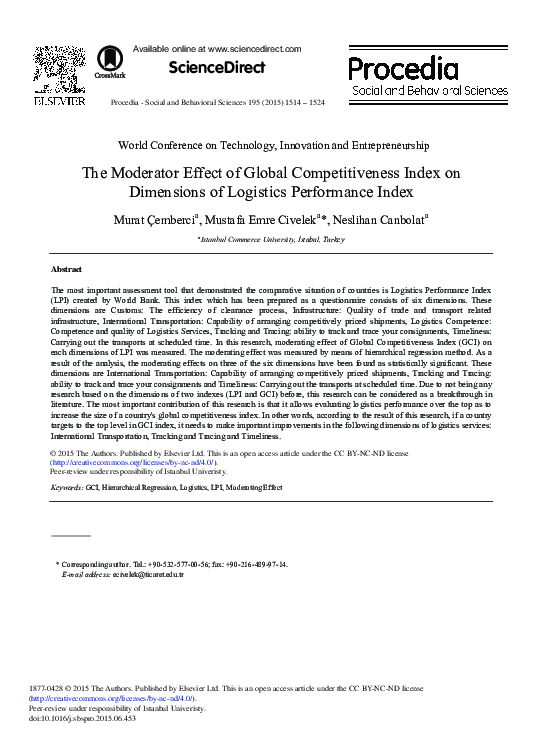 (PDF) The Moderator Effect of Global Competitiveness Index on ...