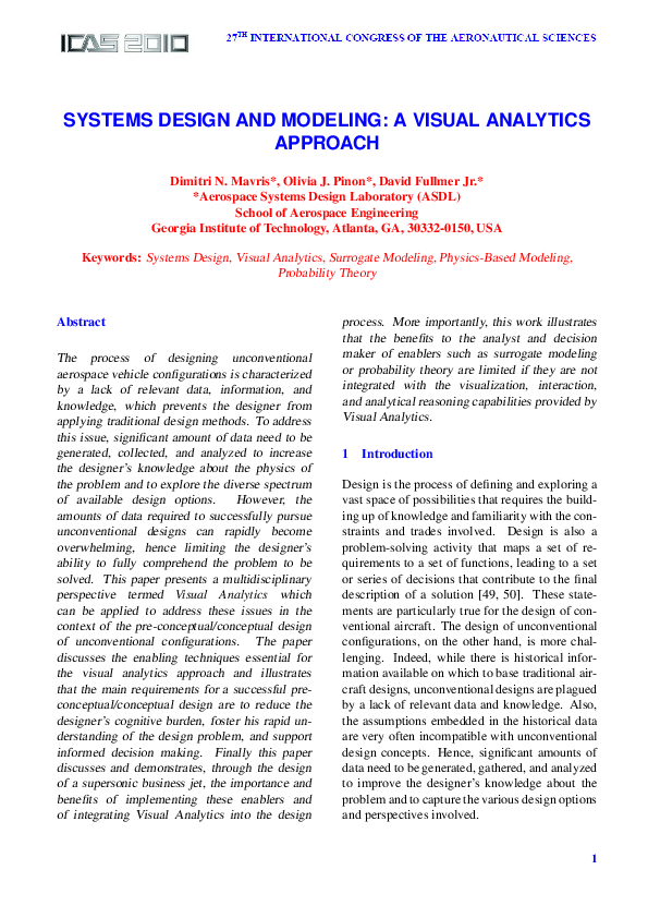 (PDF) Systems Design and Modeling: A Visual Analytics Approach