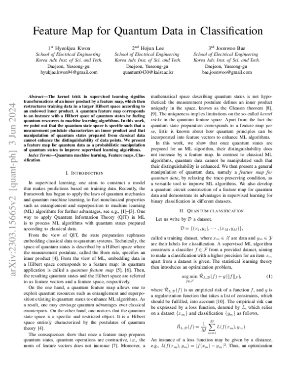 (PDF) Feature Map for Quantum Data: Probabilistic Manipulation