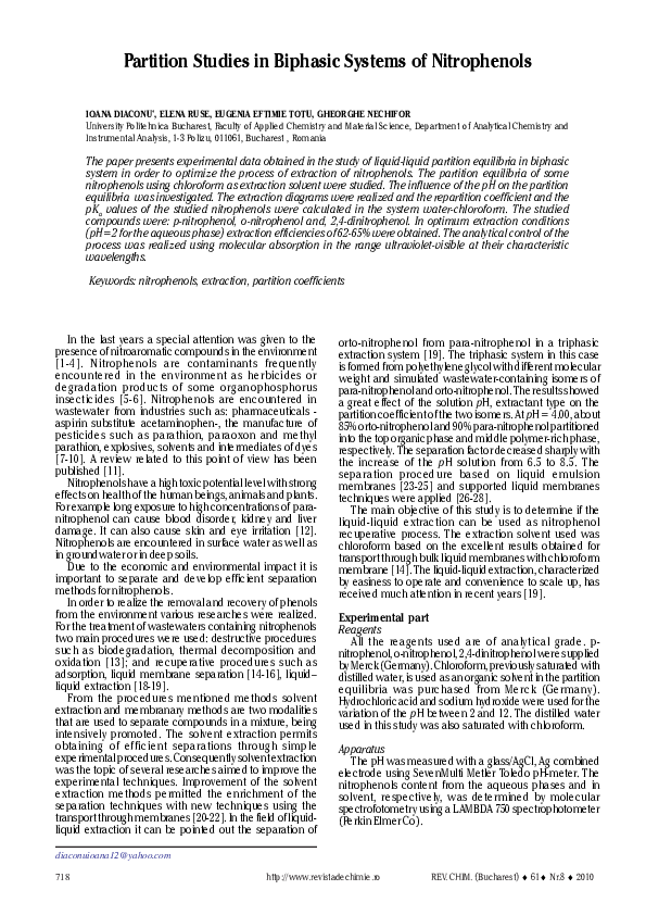 (PDF) Separation of nitrophenols. Equilibriums in bi- and tri-phasic ...