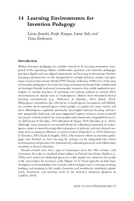 (PDF) Learning Environments for Invention Pedagogy