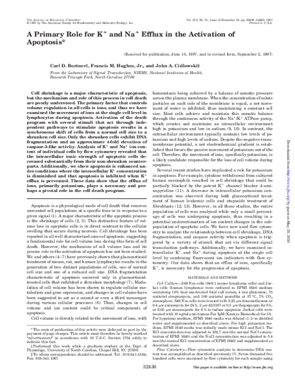 (PDF) A Primary Role for K+ and Na+ Efflux in the Activation of Apoptosis