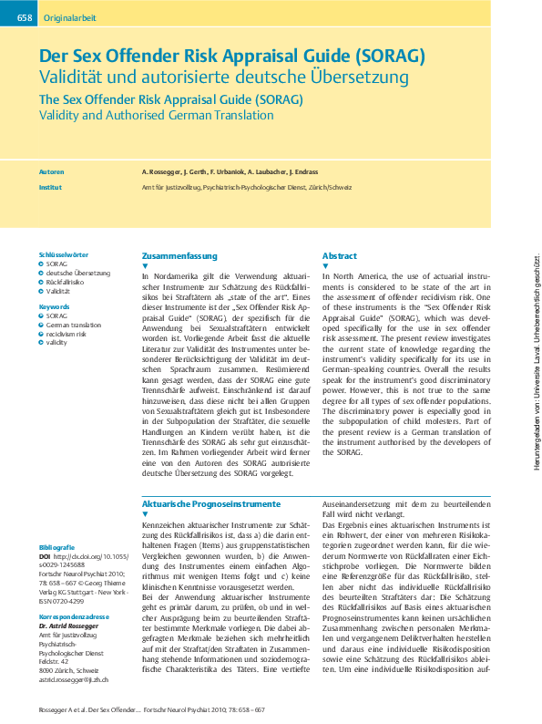 (PDF) Der Sex Offender Risk Appraisal Guide (SORAG)