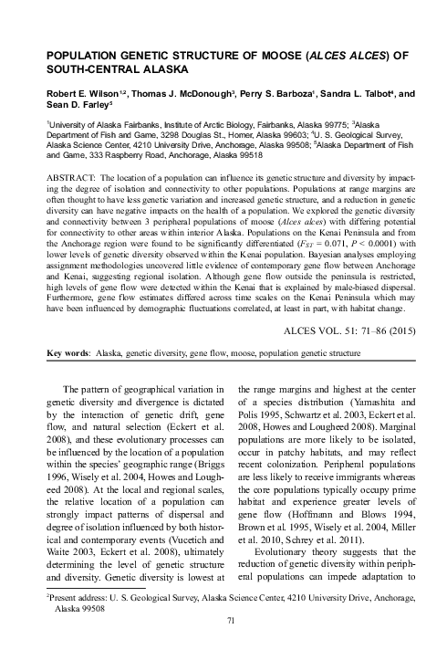 (PDF) Population genetic structure of moose (Alces alces) of south ...