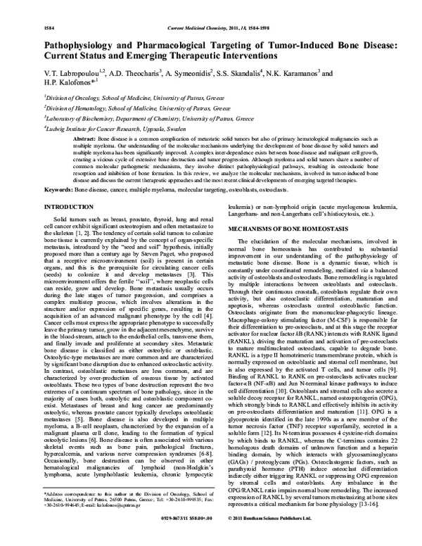 (PDF) Pathophysiology and Pharmacological Targeting of Tumor-Induced Bone Disease: Current ...