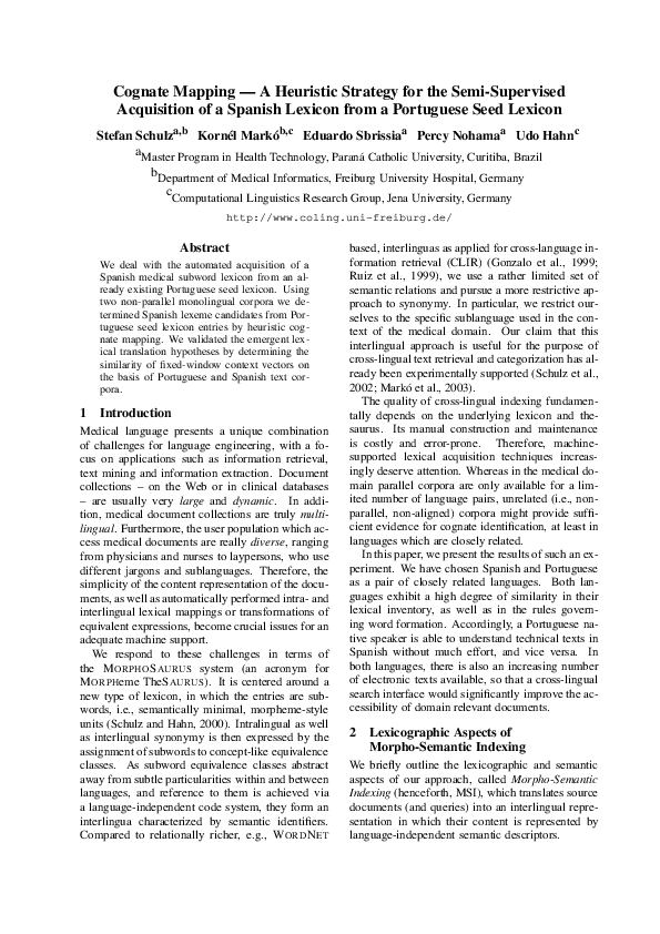 (PDF) Cognate mapping