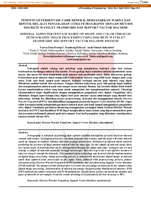 (PDF) Penentuan Persentase Pasir Mineral Berdasarkan Warna Dan Bentuk Melalui Pengolahan Citra ...