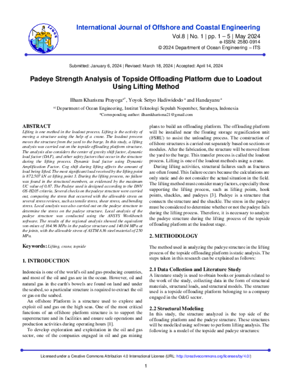 (PDF) Padeye Strength Analysis of Topside Offloading Platform due to ...