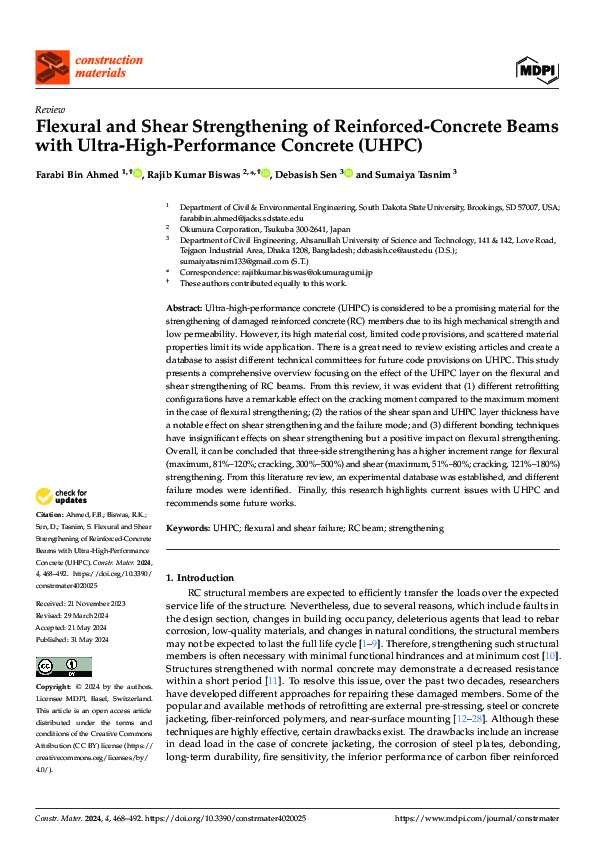 (PDF) Flexural and Shear Strengthening of Reinforced-Concrete Beams with Ultra-High-Performance ...