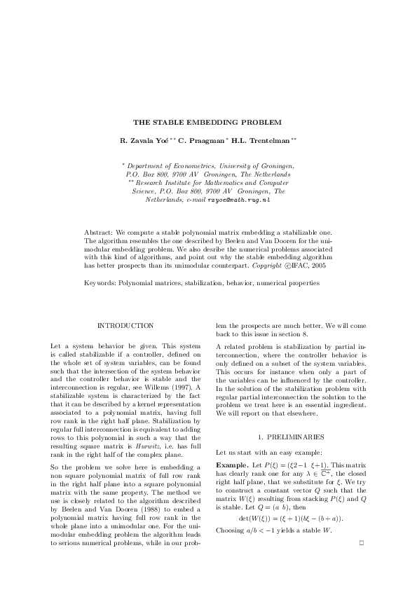 (PDF) The Stable Embedding Problem