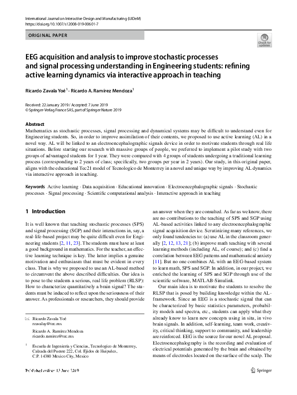 (PDF) EEG acquisition and analysis to improve stochastic processes and signal processing ...