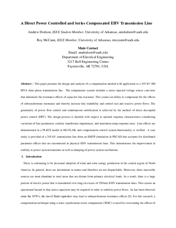 (PDF) A Direct Power Controlled and Series Compensated EHV Transmission ...