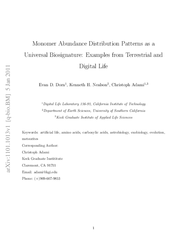 (PDF) Monomer Abundance Distribution Patterns as a Universal ...