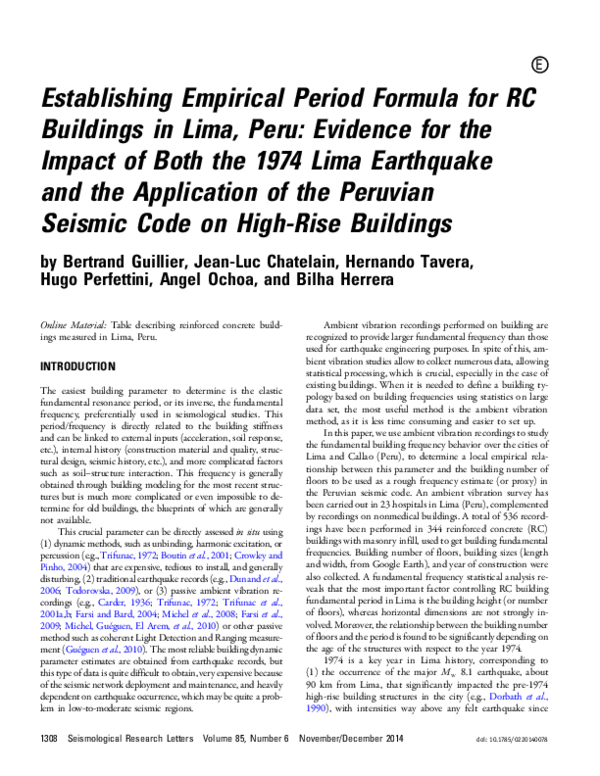 (PDF) Establishing Empirical Period Formula for RC Buildings in Lima ...