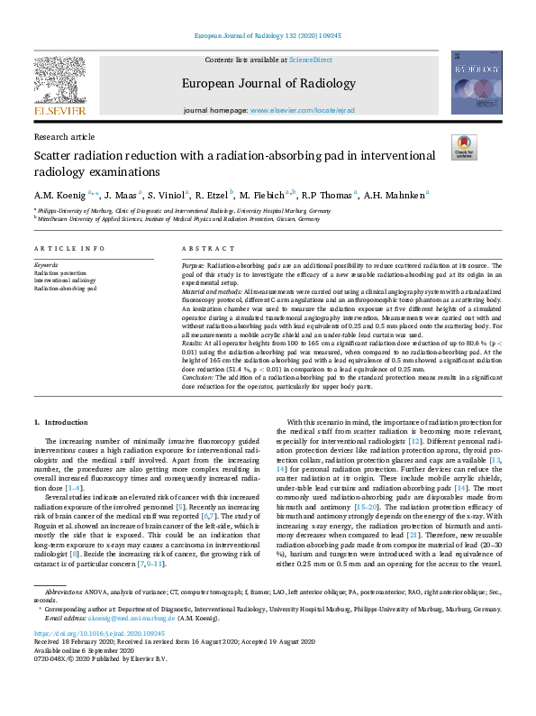 (PDF) Scatter radiation reduction with a radiation-absorbing pad in ...