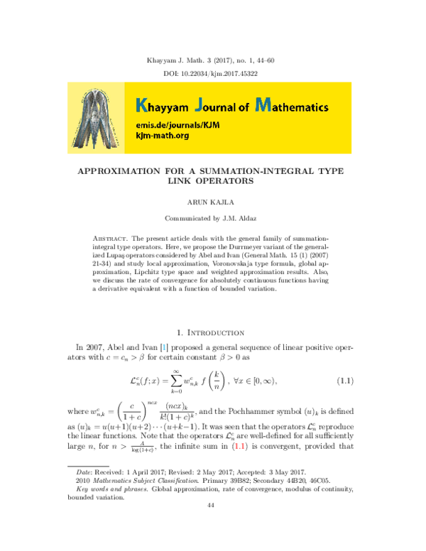 Pdf Approximation For Genuine Summation Integral Type Link Operators