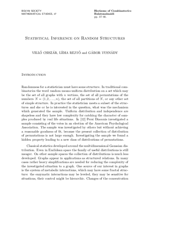 (PDF) Statistical Inference on Random Structures