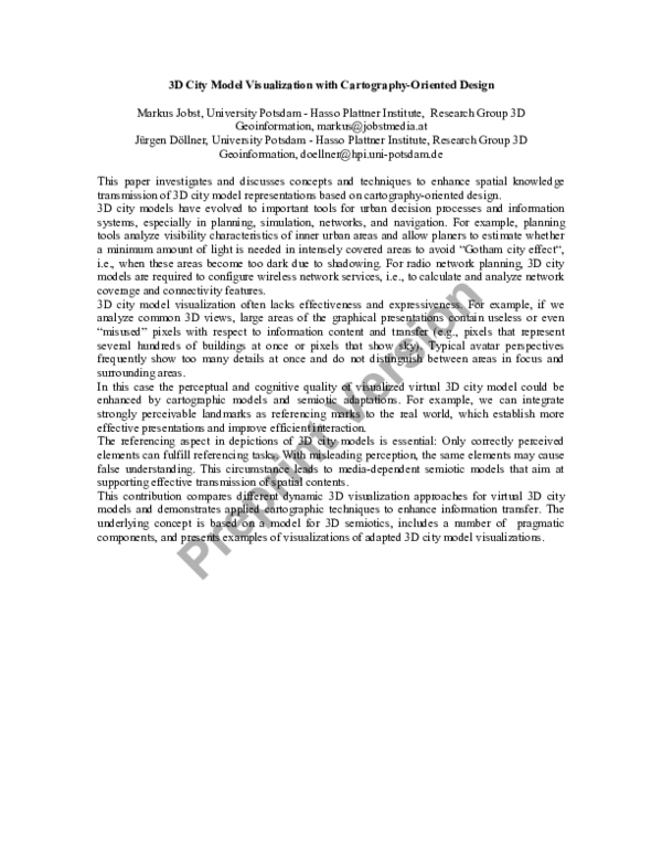 (PDF) 3D City Model Visualization with Cartography-Oriented Design