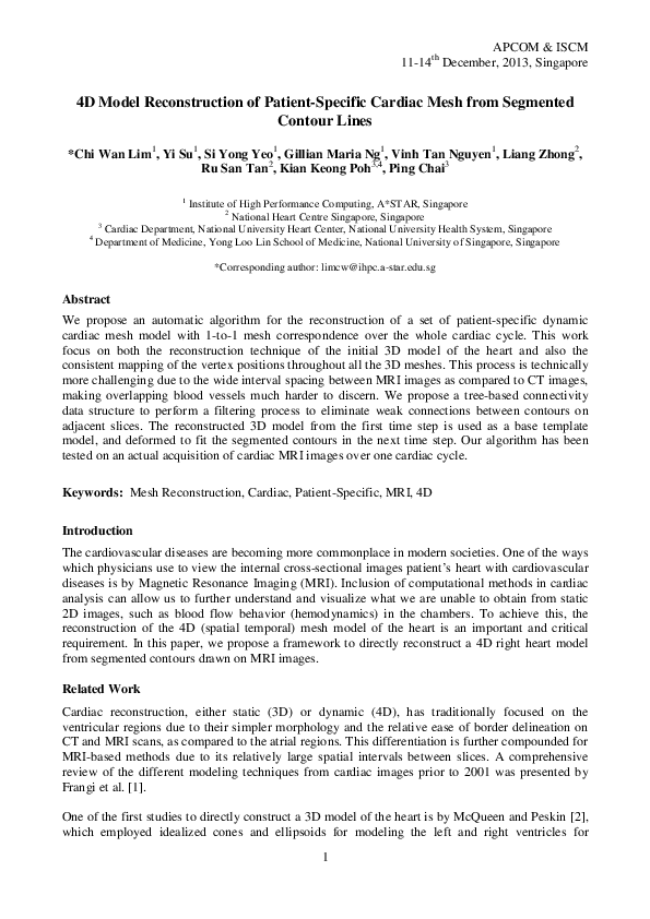 (PDF) 4D Model Reconstruction of Patient-Specific Cardiac Mesh From ...