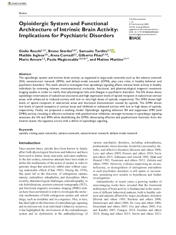 (PDF) Opioidergic System and Functional Architecture of Intrinsic Brain Activity: Implications ...
