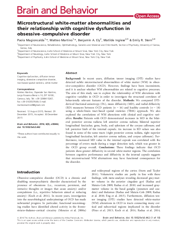 (PDF) Microstructural white‐matter abnormalities and their relationship ...