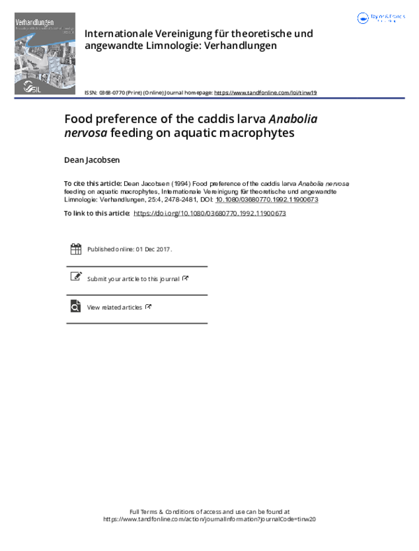 (PDF) Food preference of the caddis larva Anabolia nervosa feeding on ...